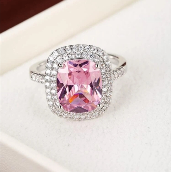 Jewelry | Newwow What A Beauty Barbie Pink Square Cz Ring | Poshmark